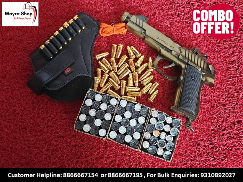 New Bodyguard Sound Gun combo - Brass color with five power cork box a ...